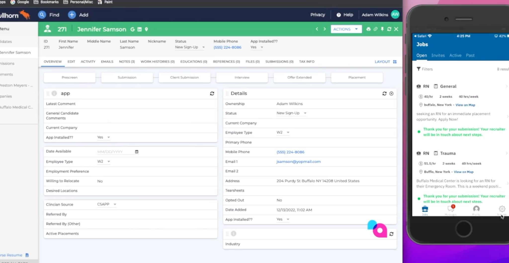Bullhorn mobile app integration - ActivateStaff
